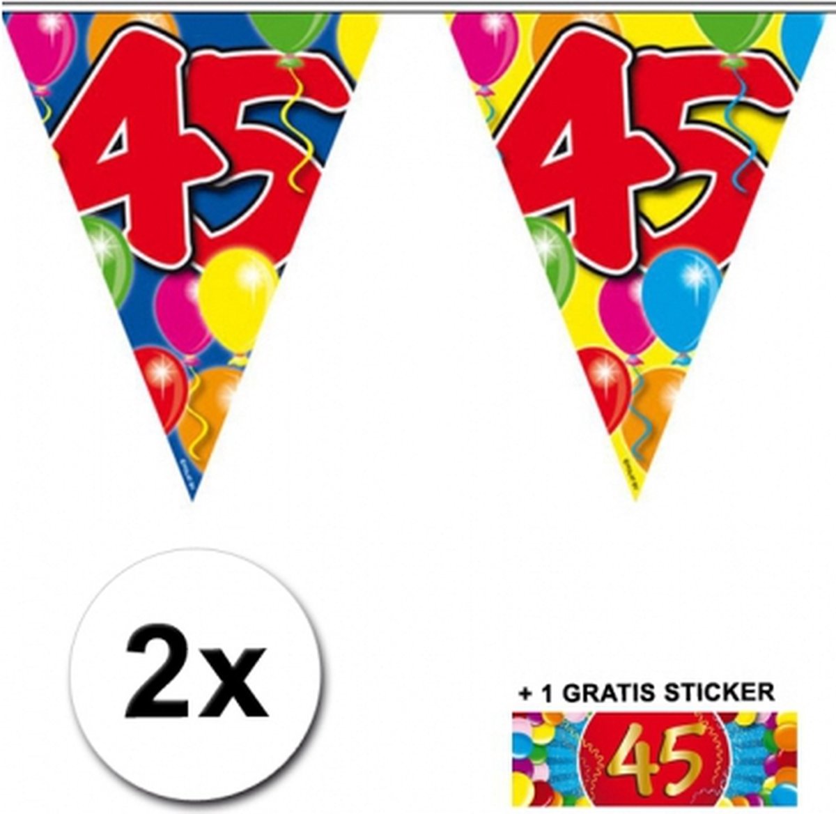 2x vlaggenlijn 45 jaar met gratis sticker | bol.com