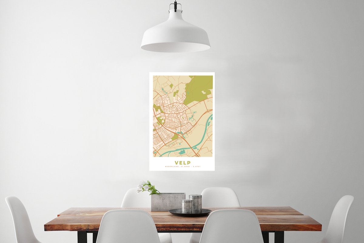 Poster Velp - Kaart - Plattegrond - Stadskaart - 60x90 cm | bol.com