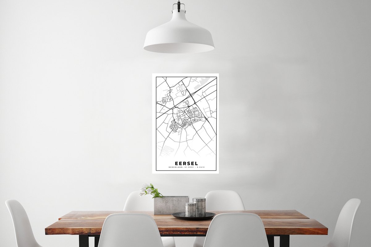 Poster Plattegrond - Eersel - Kaart - Stadskaart - Nederland - 60x90 cm ...