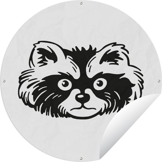 Tuincirkel tekening van de kop van een wasbeer - 60x60 cm - Ronde ...