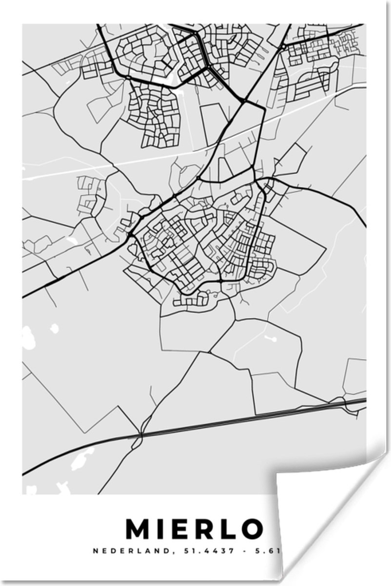 Poster Mierlo - Stadskaart - Plattegrond - Kaart - 20x30 cm | bol.com