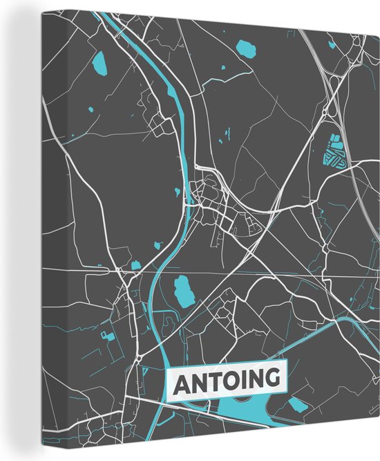 Toile Peinture City Map - Grijs - Carte - Antoing - België - Carte ...
