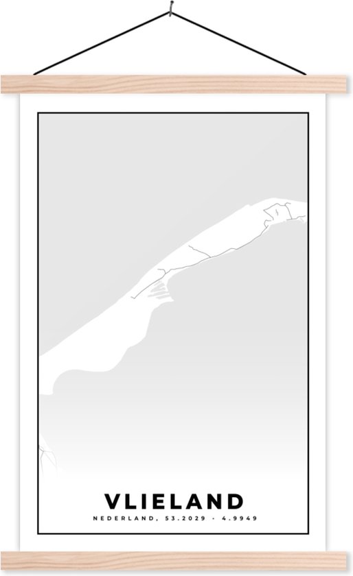 Posterhanger incl. Poster 60x90 cm - Schoolplaat - Eiland - Kaart - Vlieland -... | bol