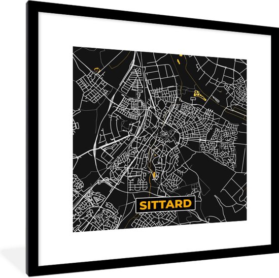 Fotolijst incl. Poster - Sittard - Black and Gold - Stadskaart - Kaart ...