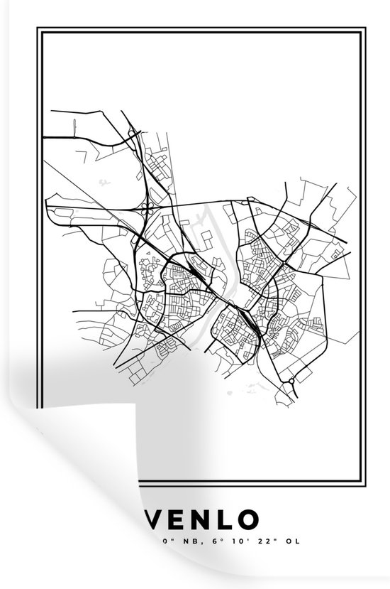Muurstickers - Sticker Folie - Kaart – Plattegrond – Stadskaart – Venlo ...