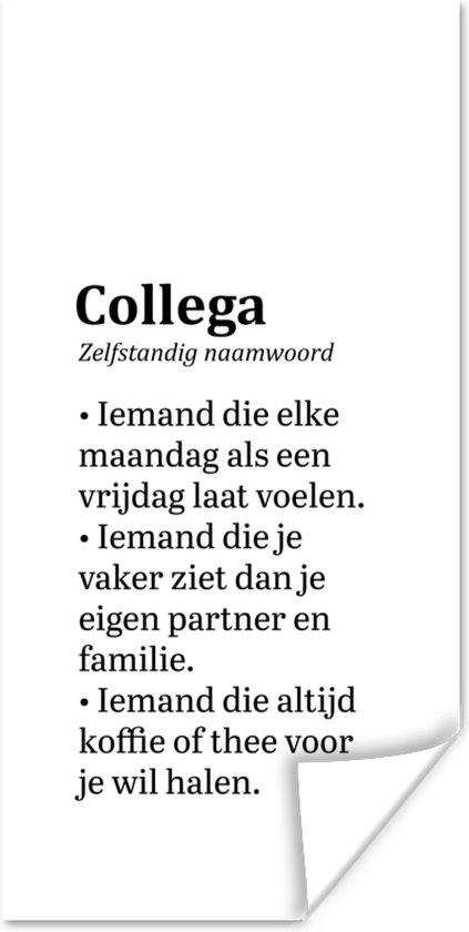 Poster 'Collega' - Baan - Spreuken - Quotes - 75x150 cm | bol