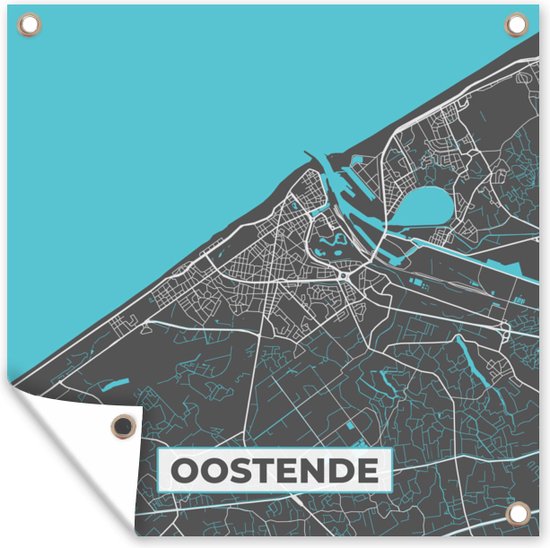 Tuinposters Stadskaart – Grijs - Kaart – Oostende – België ...