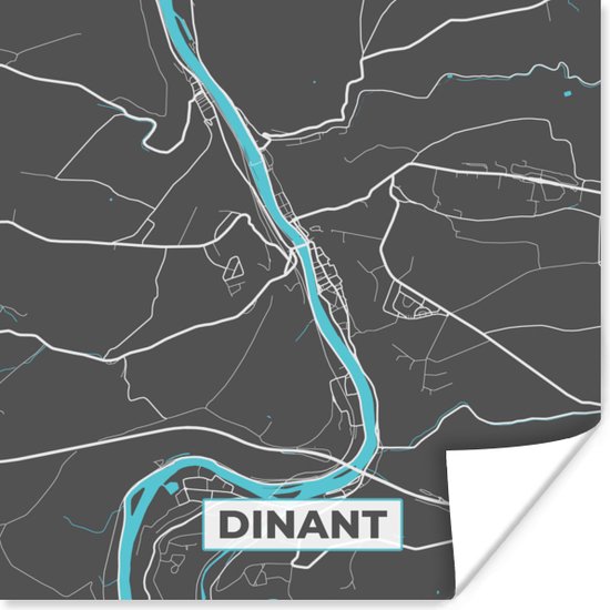 Poster België – Dinant – Stadskaart – Kaart – Blauw – Plattegrond ...