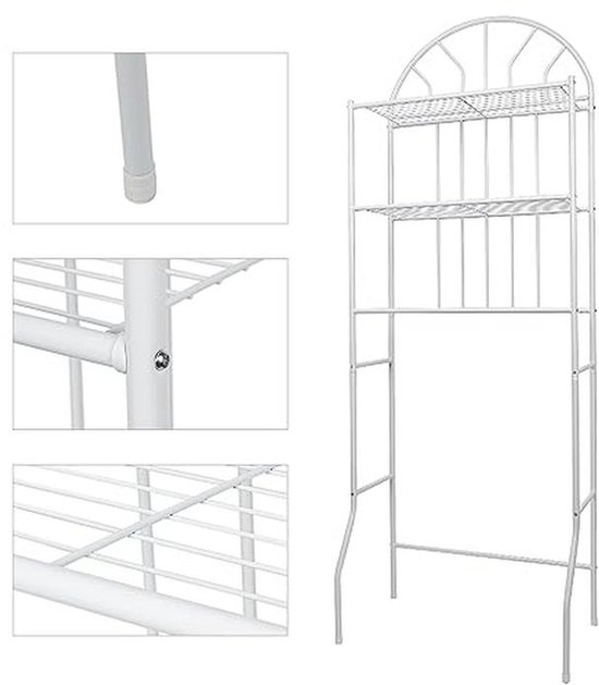 Waskast met 3 niveaus - Modern badkamerrek zonder boren (65 x 34 x 178 ...