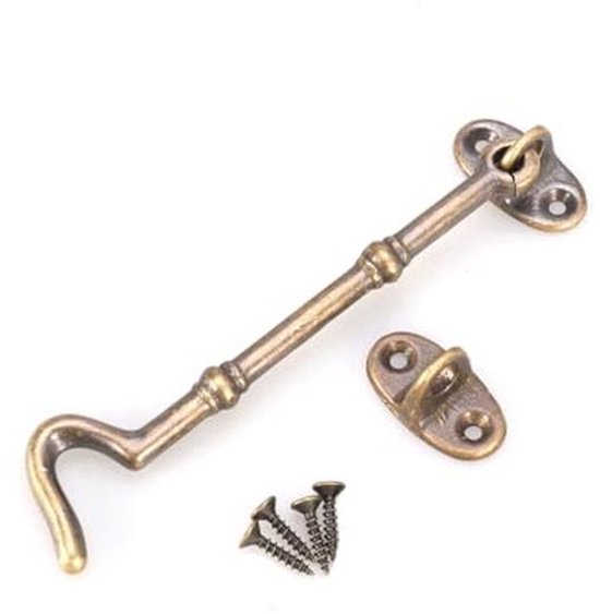 Vintage Messing Cabine Haak - Deur en Raam Haak met Oog | bol