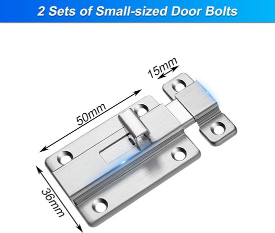 Sliding Lock Deur Slot - 2 Pcs RVS Deurslot met Schroeven ...