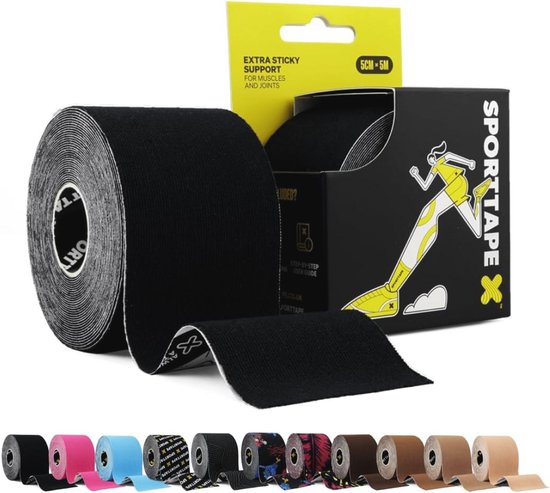 Kinesiology Tape 5 cm x 5 m - Zwart | Sport- en Fysiotape voor ...