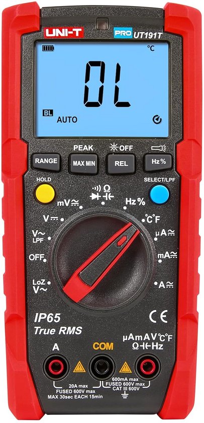 Professionele Digitale Multimeter CAT III 600V IP65 voor Industrieel ...