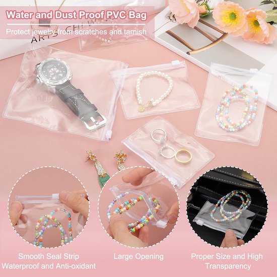 25x Doorzichtige PVC Sieraden Zakjes met Rits - Anti-Oxidatie ...