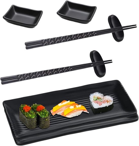 Sushi Plate met Dipping Bowls - Japanse Sushi Dinnerware - Dinnerware ...