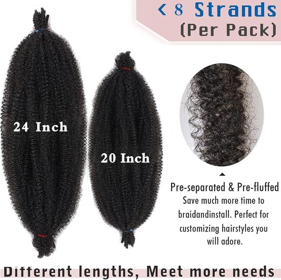 8 Pakken Pre-Gescheiden Spring Twist Haar 60 cm voor Crochet Vlechten ...
