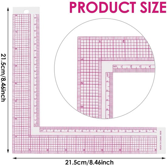 Plastic Naai Liniaal - 2PCS L-Square Liniaal - Franse Curve Naai Meet ...