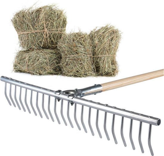 Houten Hark met Brede Steel en Aluminium Blad voor Tuin, Gazon ...