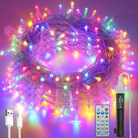 20 Meter LED Sling Verlichting Buiten met Afstandsbediening - 200 ...