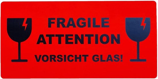 50 Shipping Stickers - Fragile Attention Careful Glass Labels | bol