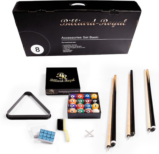 Complete Biljart Accessoireset: Keus, Ballen, Triangel en Krijt voor ...