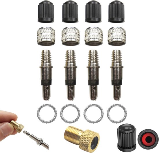 Fietsventiel Reparatieset - 20-delig met Reserveventielen, Afdichtingen ...