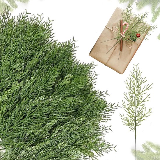 50x Kunstmatige Denentakken Groen - Realistische Nep Kersttakken voor ...