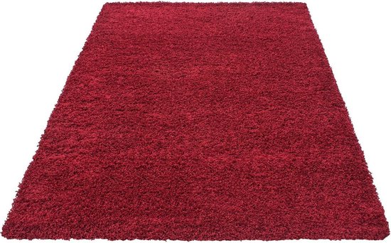 Shaggy Tapijt Hoogpolig in de kleur rood | bol