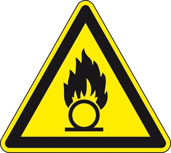 Waarschuwingssticker oxiderende stoffen - ISO 7010 - W028 300 mm | bol