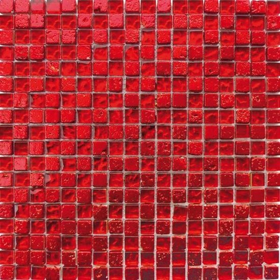 Alfa Mosaico Mozaiek Fantasia mix rood travertine/glas 1,5x1,5x0,8 cm ...