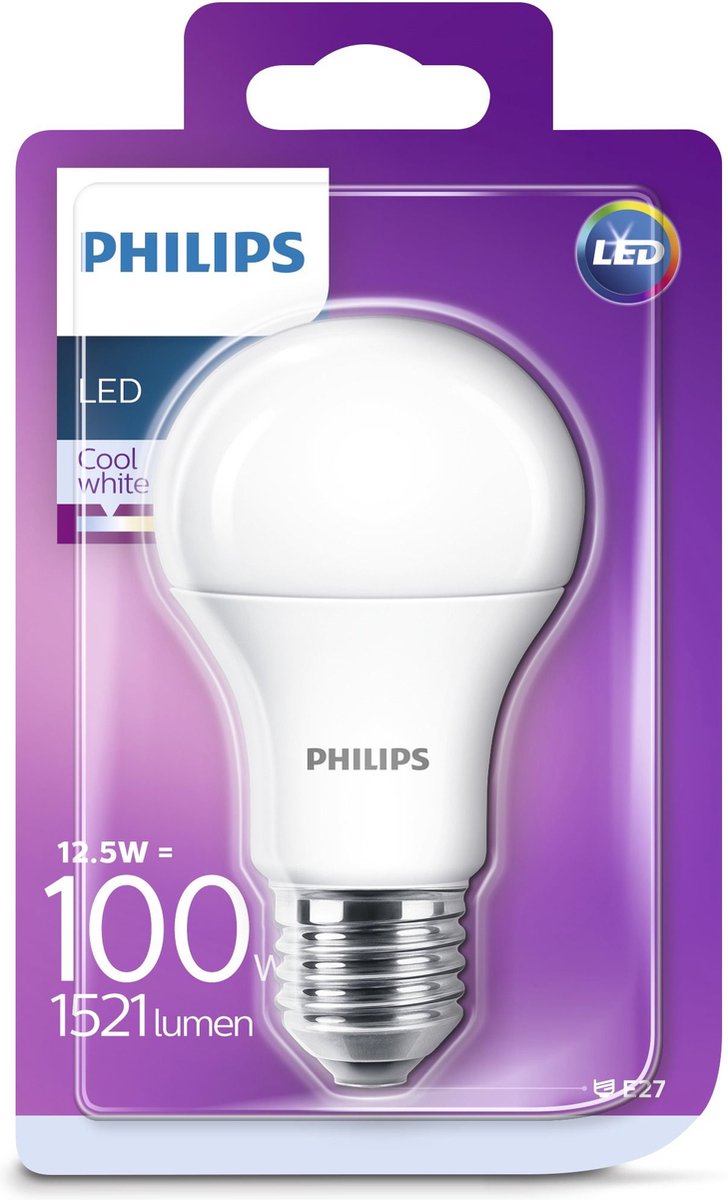 Philips LED Lamp 13W (100W) E27 Koel wit Niet-dimbaar | bol.com