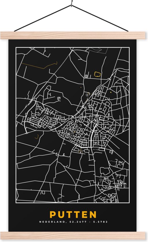 Posterhanger incl. Poster - Schoolplaat - Putten - Stadskaart - Black ...