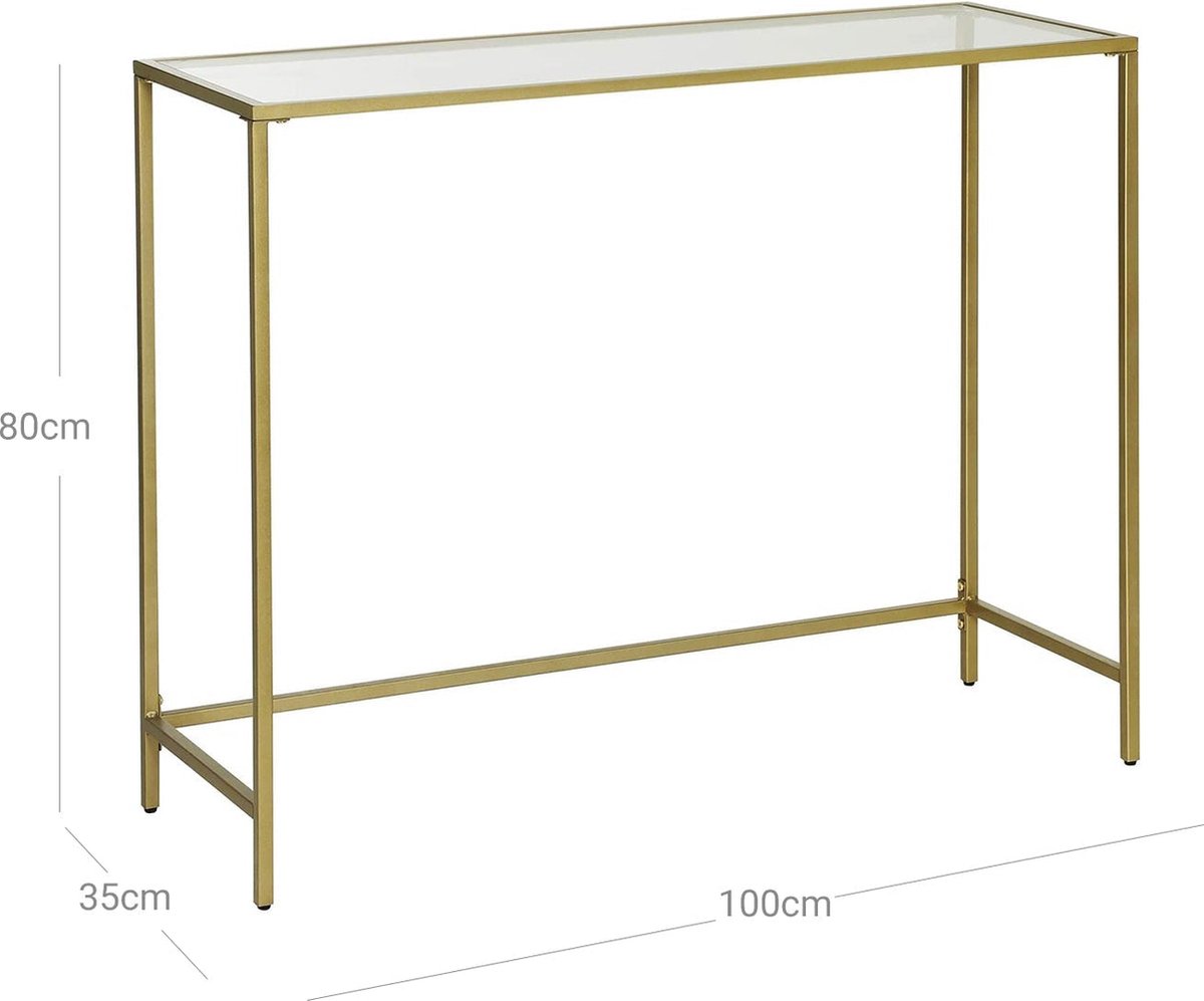 Moderne consoletafel - Bijzettafel - Glazen Plaat - Goude frame | bol