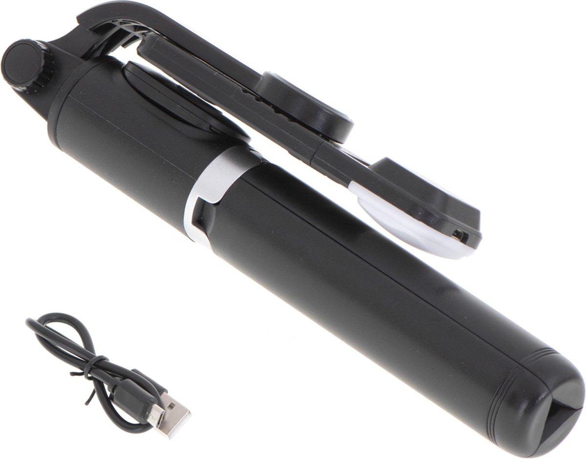 Selfie stok lamp statief driepoot zwart | bol