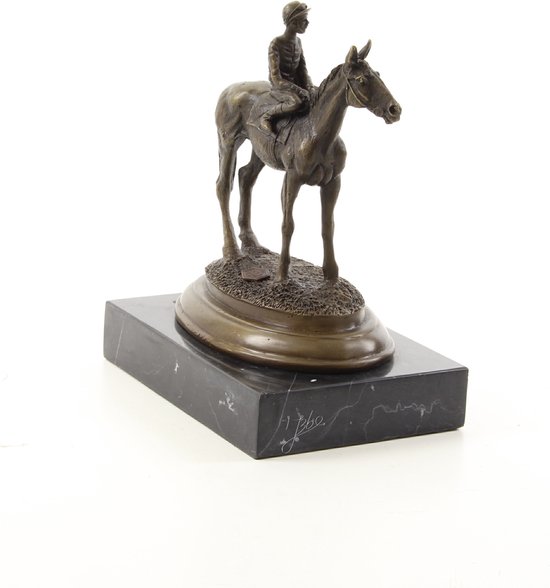 Bronzen beeld paard met ruiter A BRONZE SCULPTURE OF A HORSE AND RIDER ...