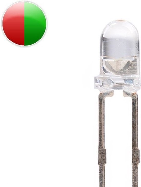Ledlamp 3mm 2 Kleuren RD/GR - 2 polig - 3 stuks | bol
