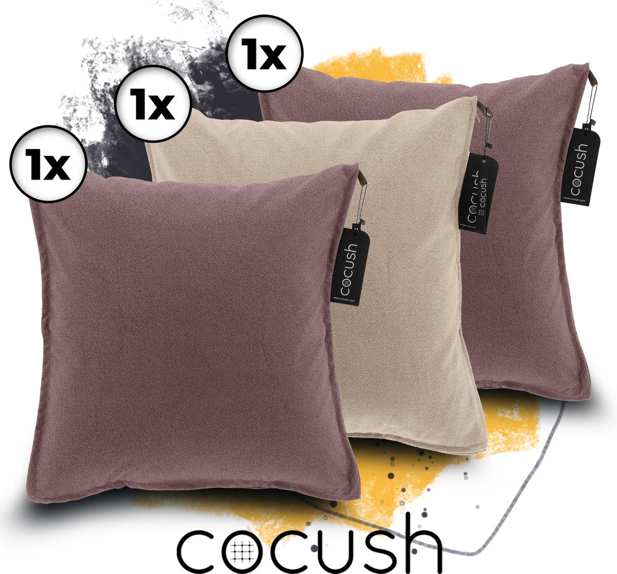 Cocush - TRIO - Sierkussen incl. Binnenkussen 50x50 cm - 3 stuks - Oud ...