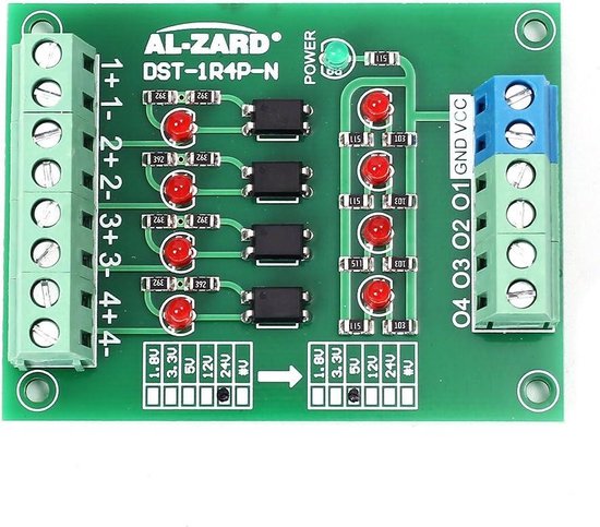 4 Bit Optocoupler Isolator PLC Signal Voltage Converter Board Module ...