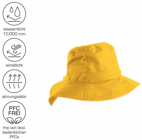 Hoed Zuidwester geel - waterdicht 10000mm en 5000gr/24u ademend | bol