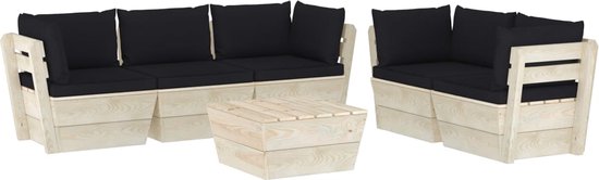 vidaXL Loungeset - 6-delig - Pallet - Zwart | bol