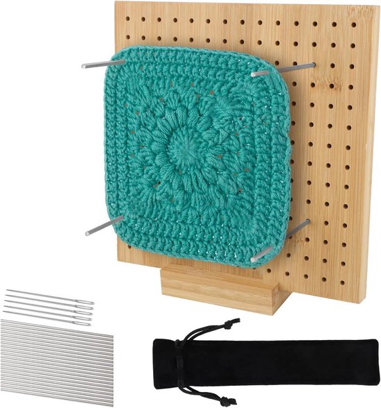 Crochet Block Board with Stainless Steel Pins and Needles - 23.5x23.5cm ...