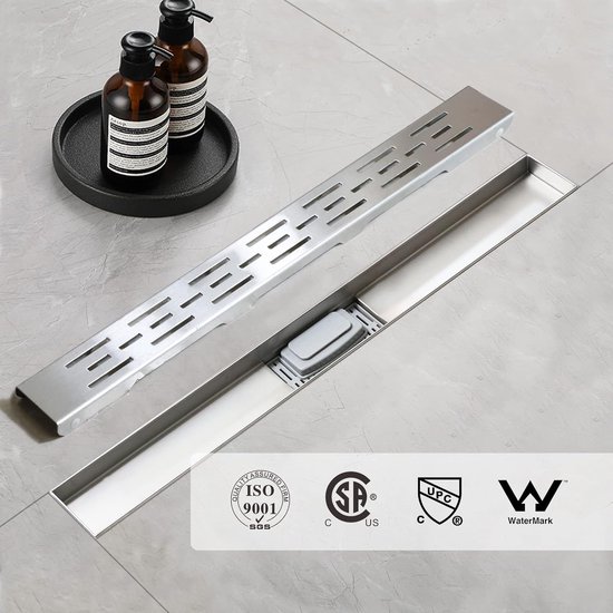 Douchegoot - extra plat - 60 cm - roestvrijstaal - complete set | bol