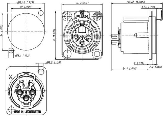 Neutrik NC5FD-LX XLR-connector Flensbus, contacten recht Aantal polen ...
