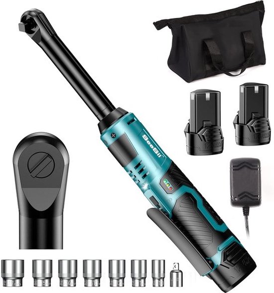 Ratelsleutel - Elektrische - Met 2 x 2000mAh Batterijen - Inclusief 7 ...