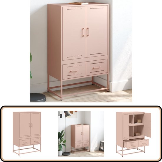 vidaXL Hoge kast - Staal - Roze - 68x39x111,5 cm Hoge Kast ...