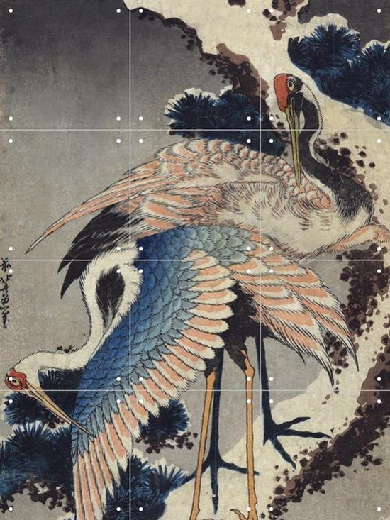 IXXI Two Cranes on a snowy Pine Branch, Katsushika Hokusai & British ...