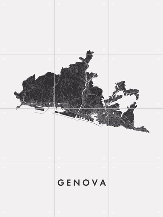 IXXI Genova City Map, Kunst in Kaart - 60 x 80 cm - Gratis ophangtool ...