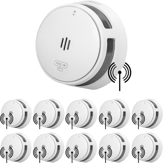 SAVS S10-W Draadloos koppelbare rookmelder - 10 Rookmelders - LinkSmart® - 10 jaar... | bol
