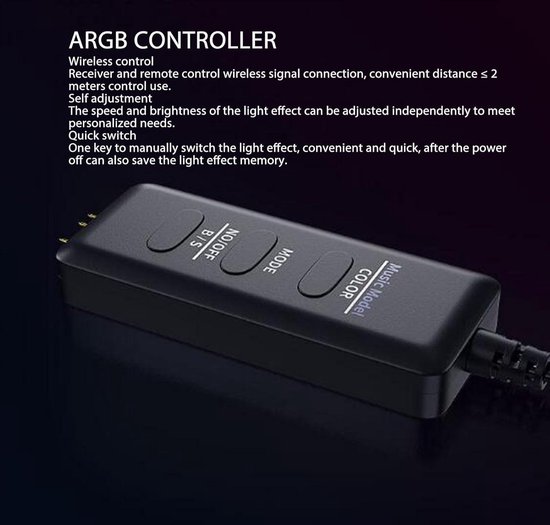 Mini ARGB PC Fans Controller Kit - Draadloze Controller - 5V 3PIN ...