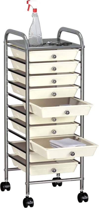 vidaXL Opbergtrolley met 10 lades - Mobiel & Wit Opslag Trolley ...